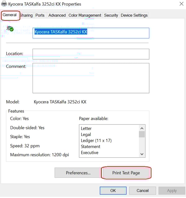 How to solve print queue issues with a Kyocera printer