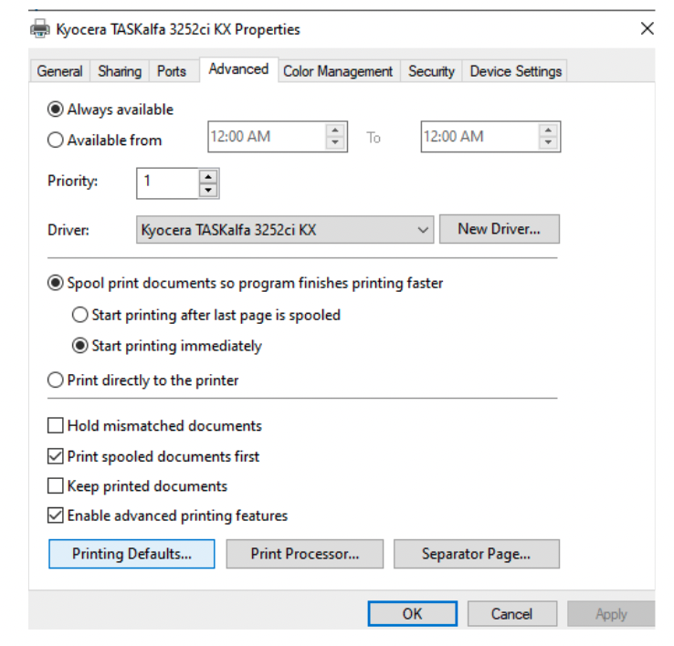 How to solve print queue issues with a Kyocera printer